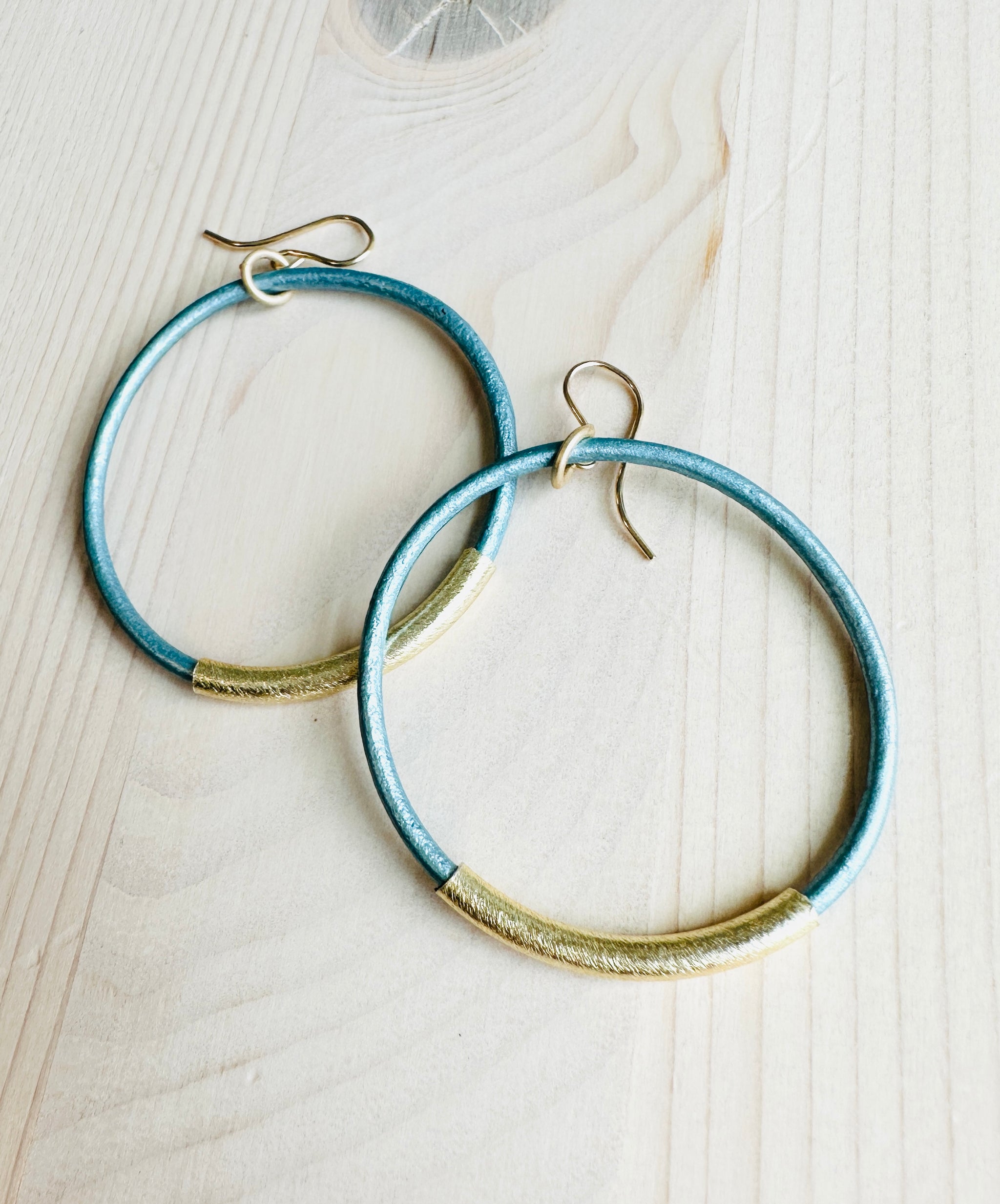 Metallic Light Blue Leather Hoops – BlueyedHorse